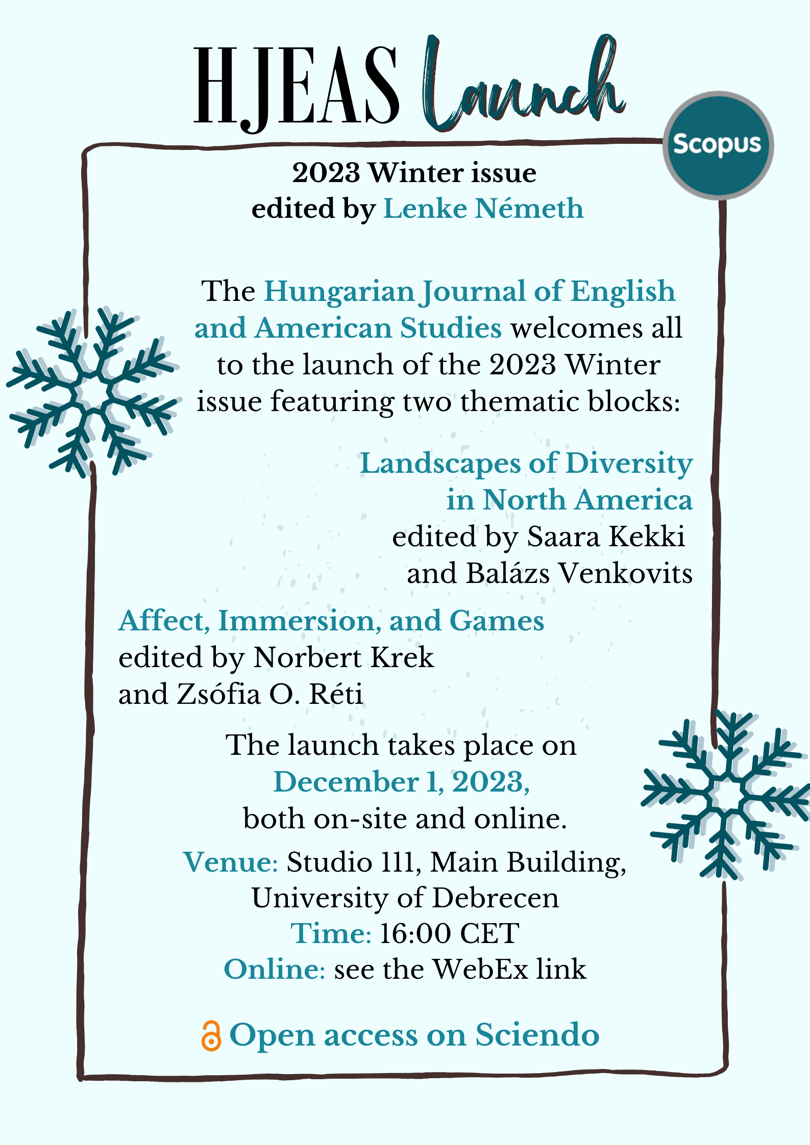 HJEAS Launch - 2023 Winter Issue | Angol-Amerikai Intézet